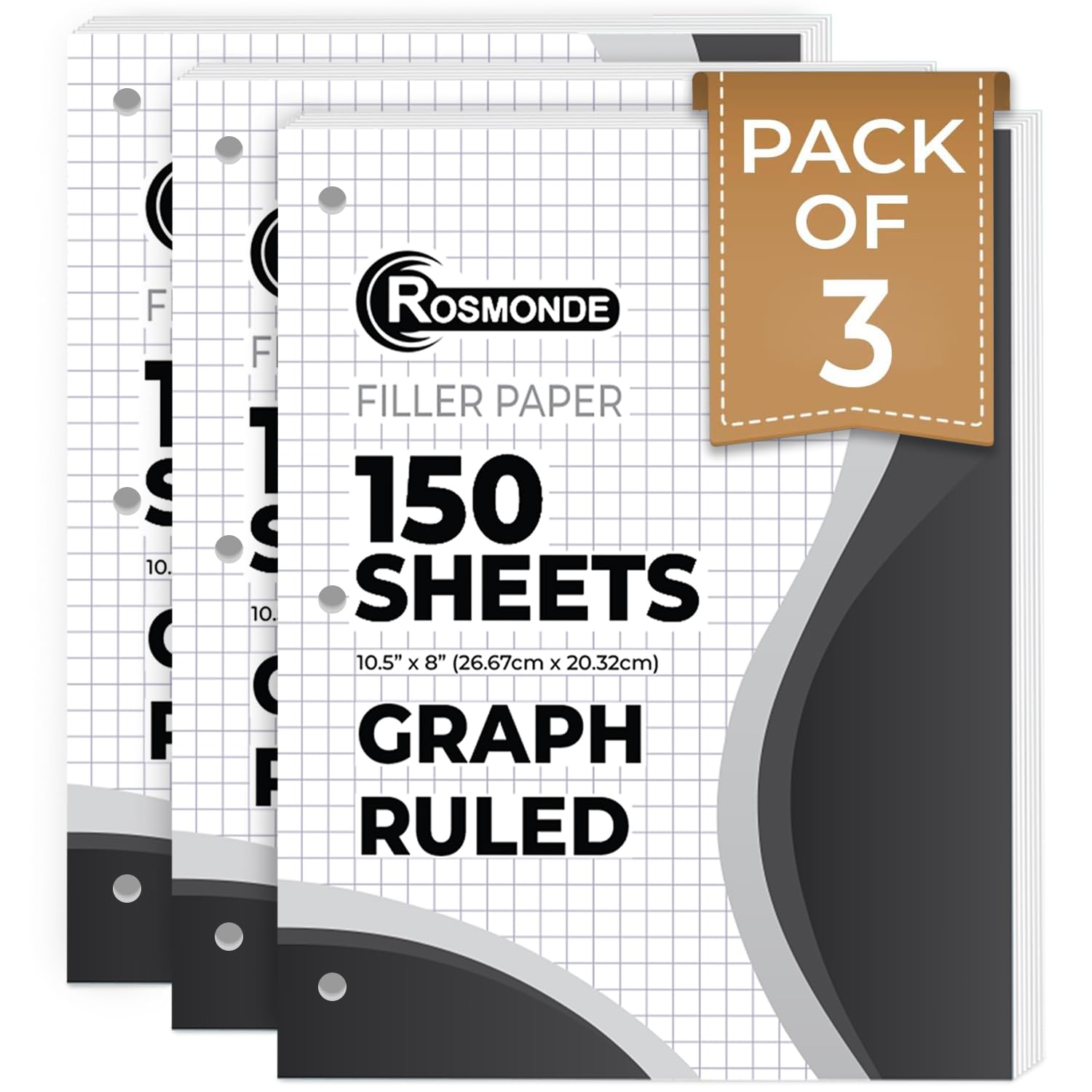Amazon.com : Rosmonde Graph Paper 3 Pack, 450 Sheets, 4x4 Grid Paper, 8 ...