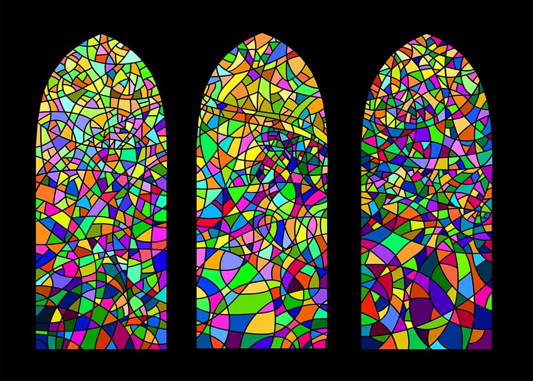 Amazon.com : Loccor 7x5ft Fabric Stained Glass Window Backdrop Interior ...