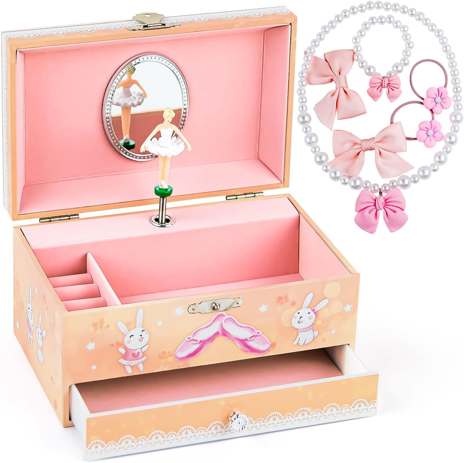 Amazon.com: Girl's Ballerina Musical Jewelry Box - Kid's Storage Box ...
