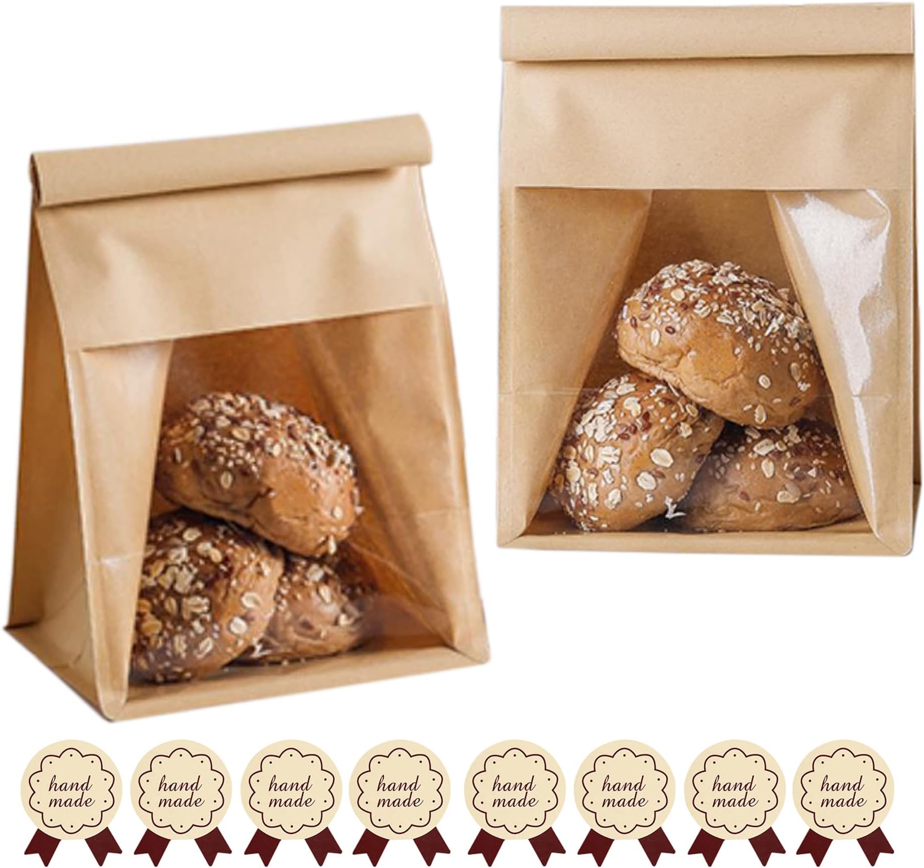 Amazon.com: Pack of 50 Paper Bread Loaf Bag Kraft Food Packaging ...