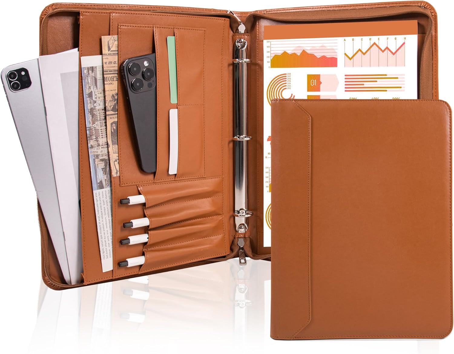 Amazon.com : AZXCG Zipper Portfolio Padfolio Binder,3-Ring Padfolio for ...