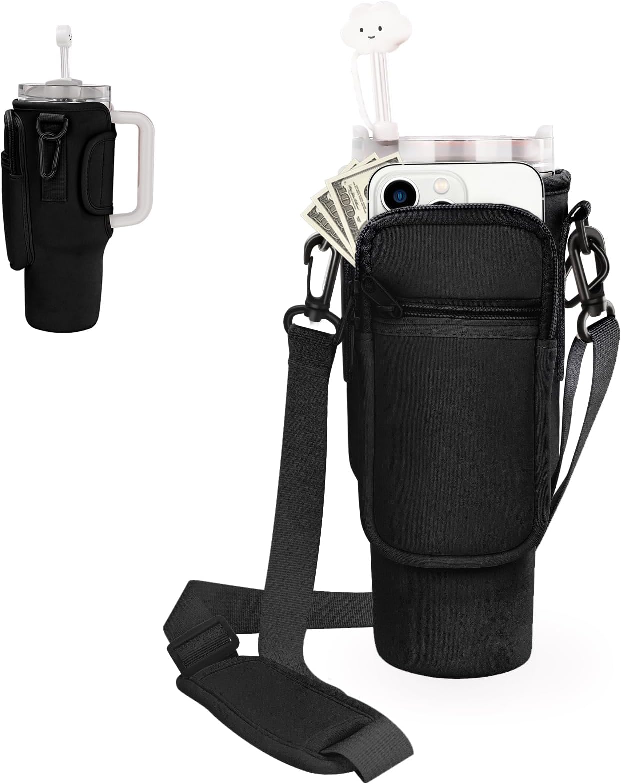 Amazon.com: Water Bottle Carrier Bag with Phone Pocket for Stanley Cup ...