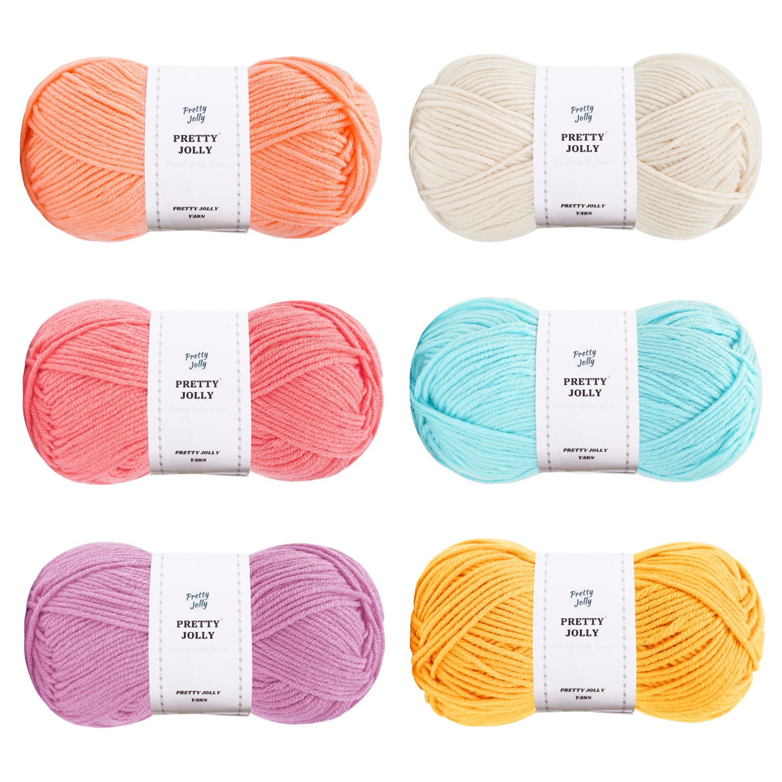 Pretty Jolly 6×50g Soft Acrylic Yarn Assorted Colors Yarn Sport Weight ...