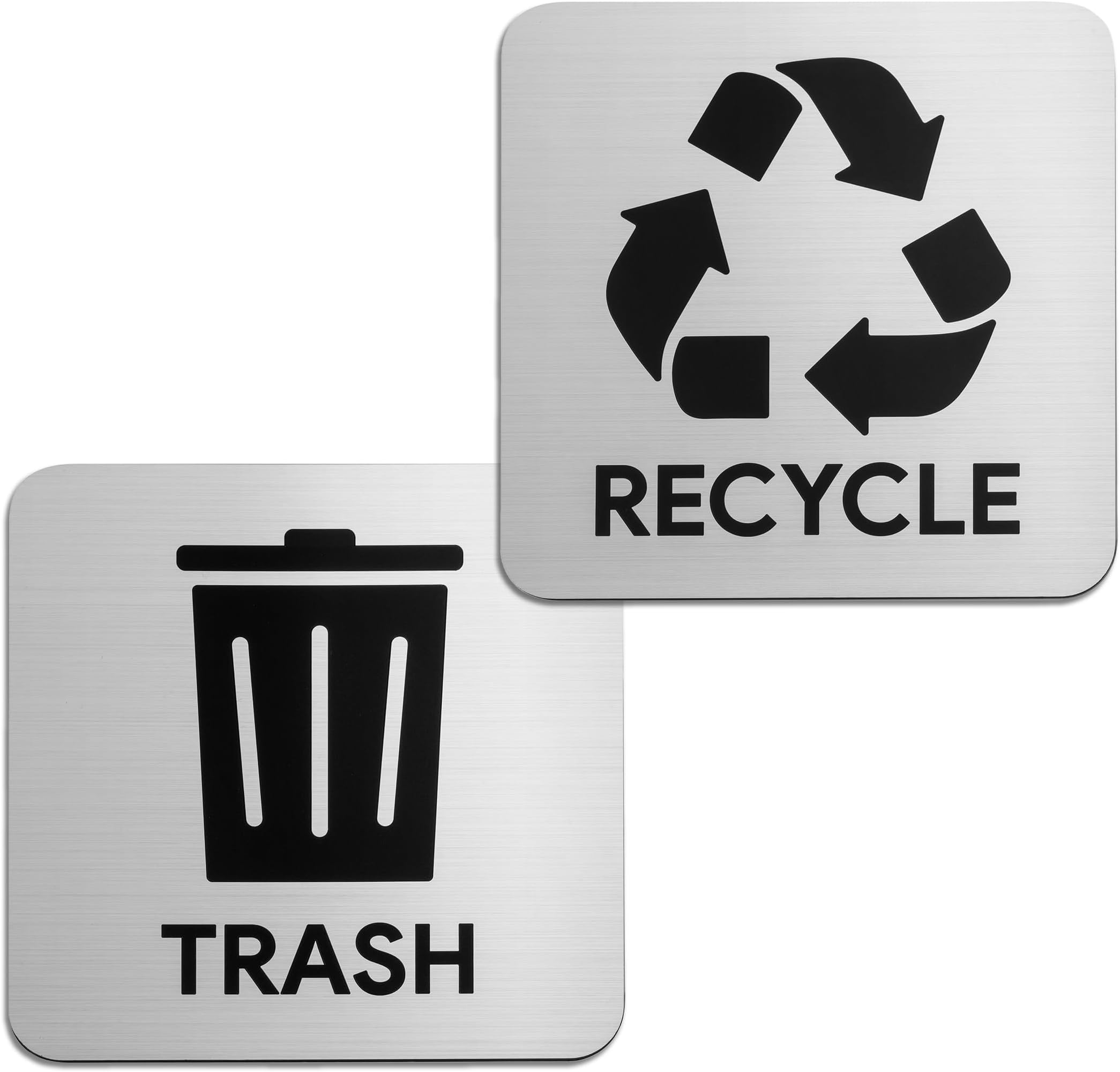 Amazon.com : Sutter Signs Trash and Recycle Signs | Large Silver Metal ...