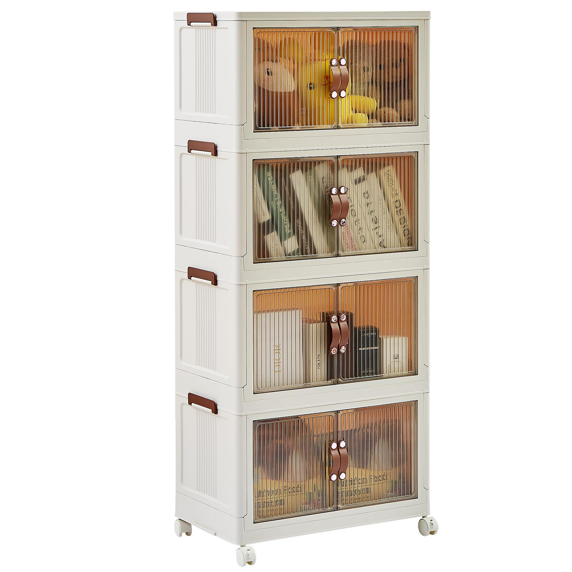 VECELO 16 Gal Stackable Storage Bins with Lid, 4 Pack Plastic ...