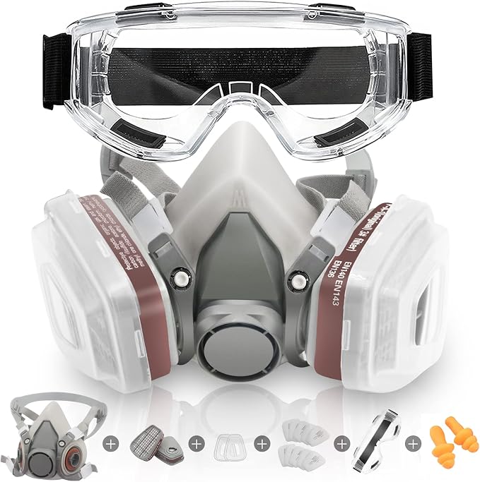 Reusable Half Face Respirаtor, Organic Vapor Mask and Dust-proof Face ...