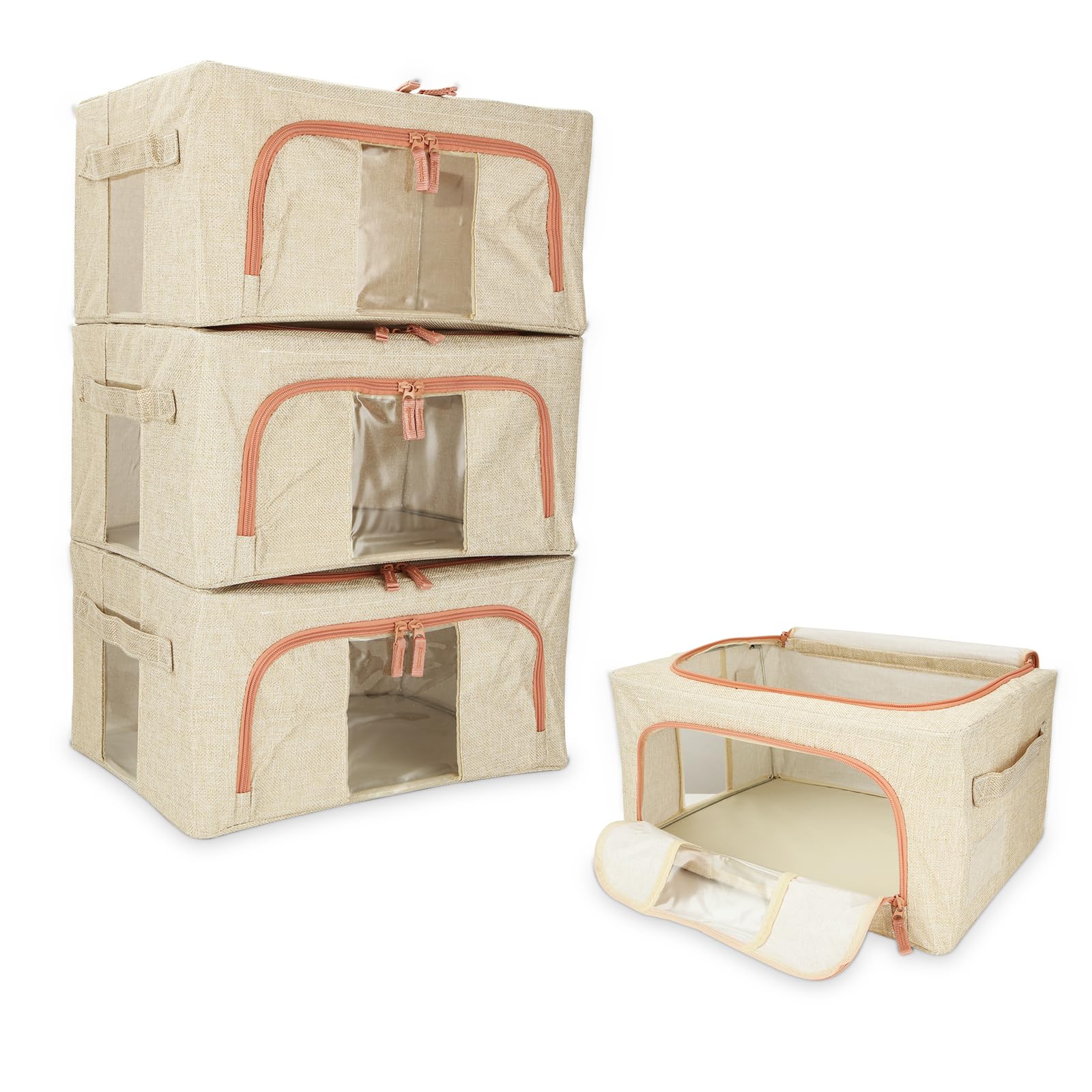 DAJAVE 4 Pack 24 L Clothes Storage Bags, Small Foldable Cloth Storage ...