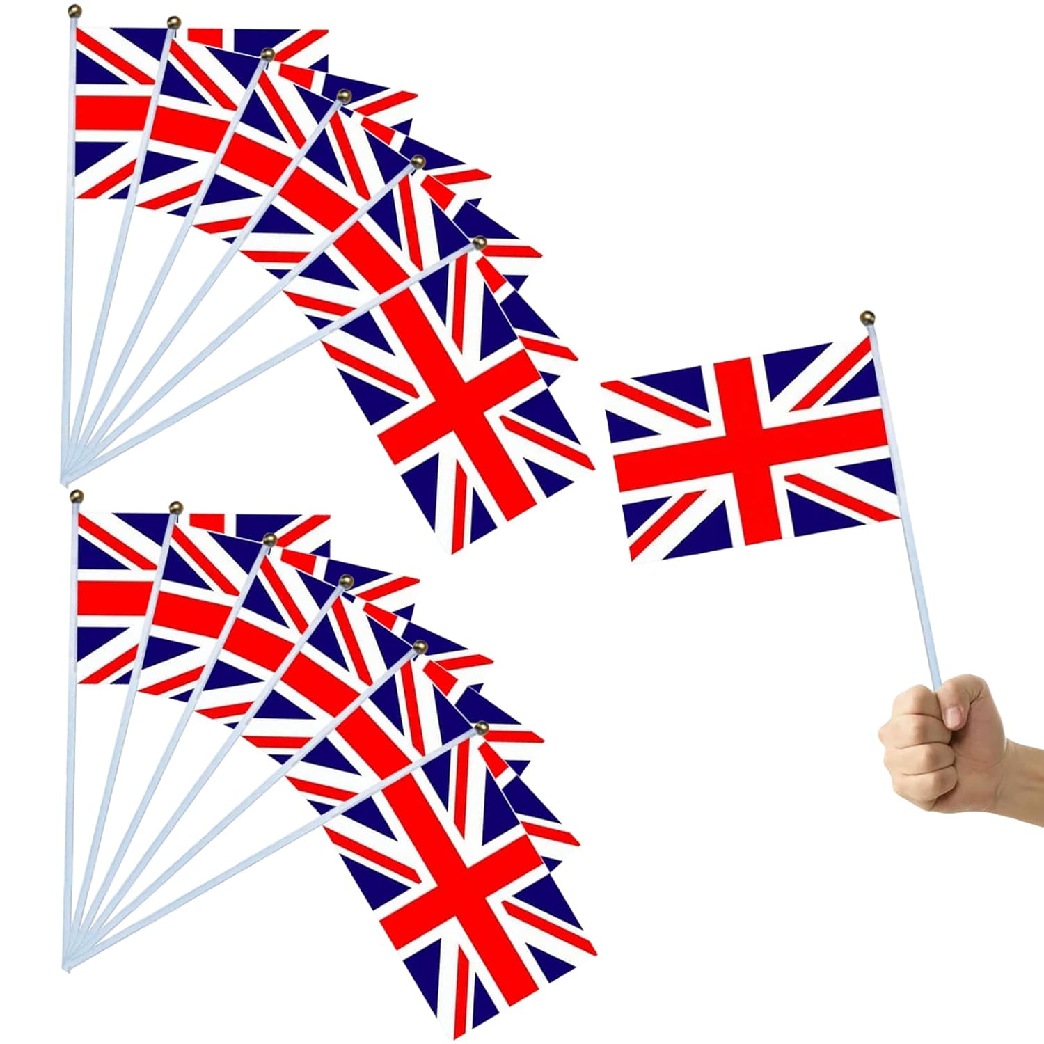 12 Pcs Union Jack Flags on Sticks,VE Day 80th Anniversary Decorations ...