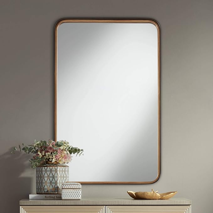 Amazon.com: Rounded Corner Rectangular Vanity Decorative Wall Mirror ...