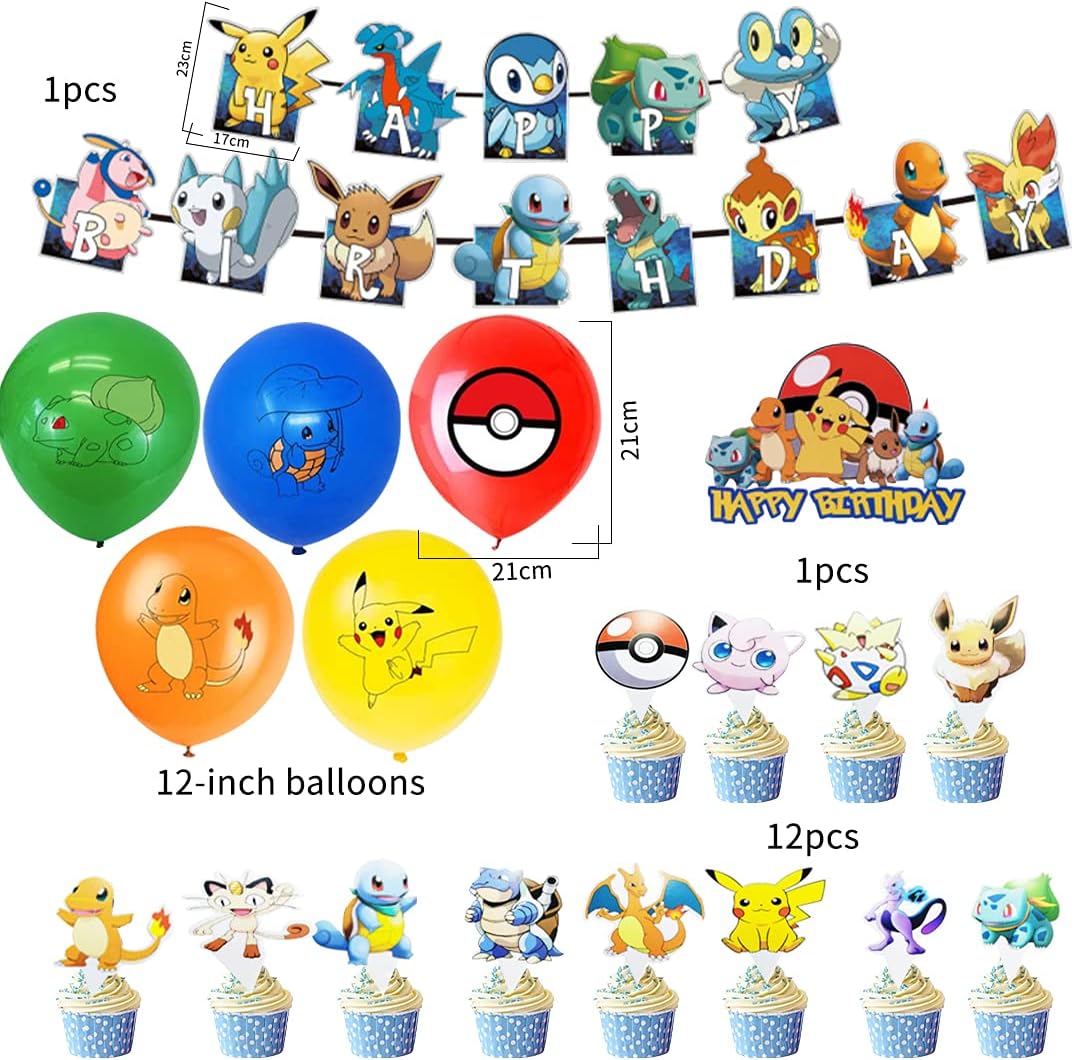 24 Pieces Pokemon Balloons Set HANEL-Pikachu Party Supplies Kit ...