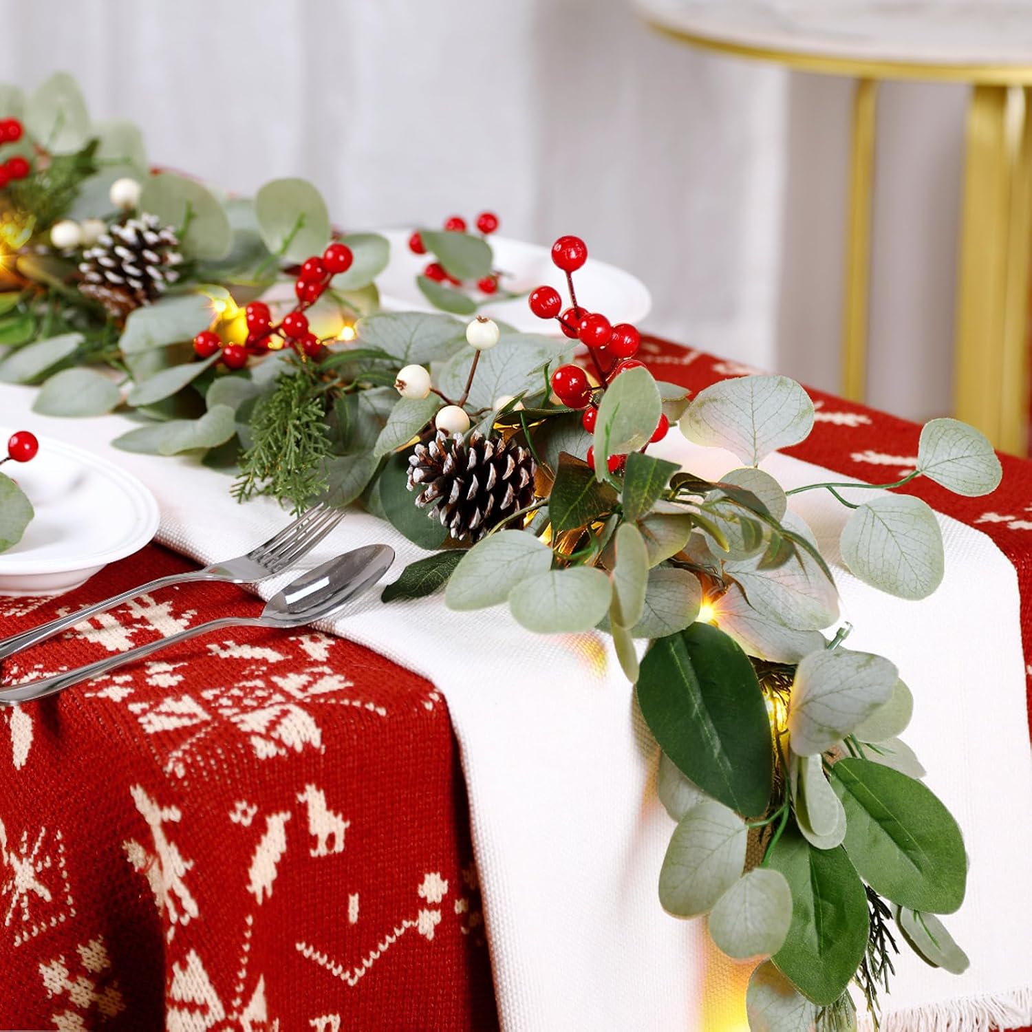 Amazon.com: Alupssuc 9ft Prelit Artificial Eucalyptus Christmas Garland ...