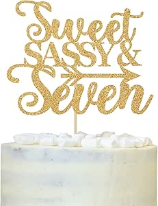 Amazon.com: Sweet Sassy & Seven Cake Topper, Boys Girls Happy 7th ...