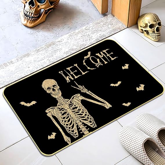 Amazon.com: ARTUFAN Halloween Skull Doormat - Funny and Spooky Welcome ...