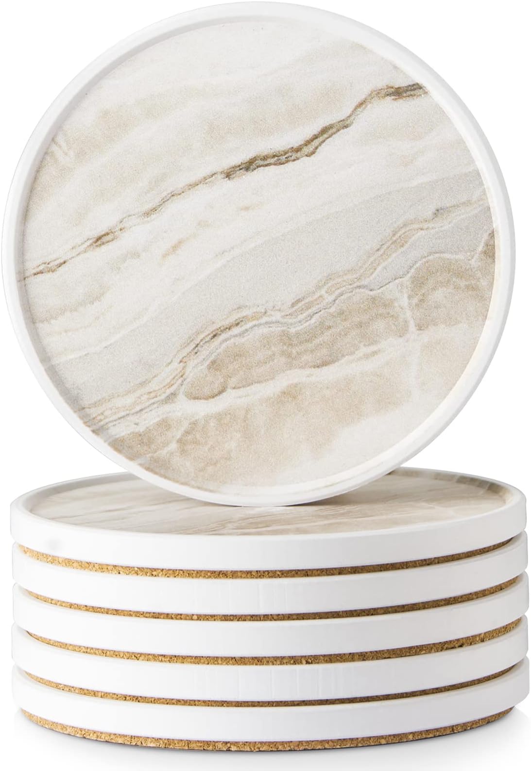 Amazon.com: TheDottieCo Absorbent Stone Coasters Set of 4 – Edged ...