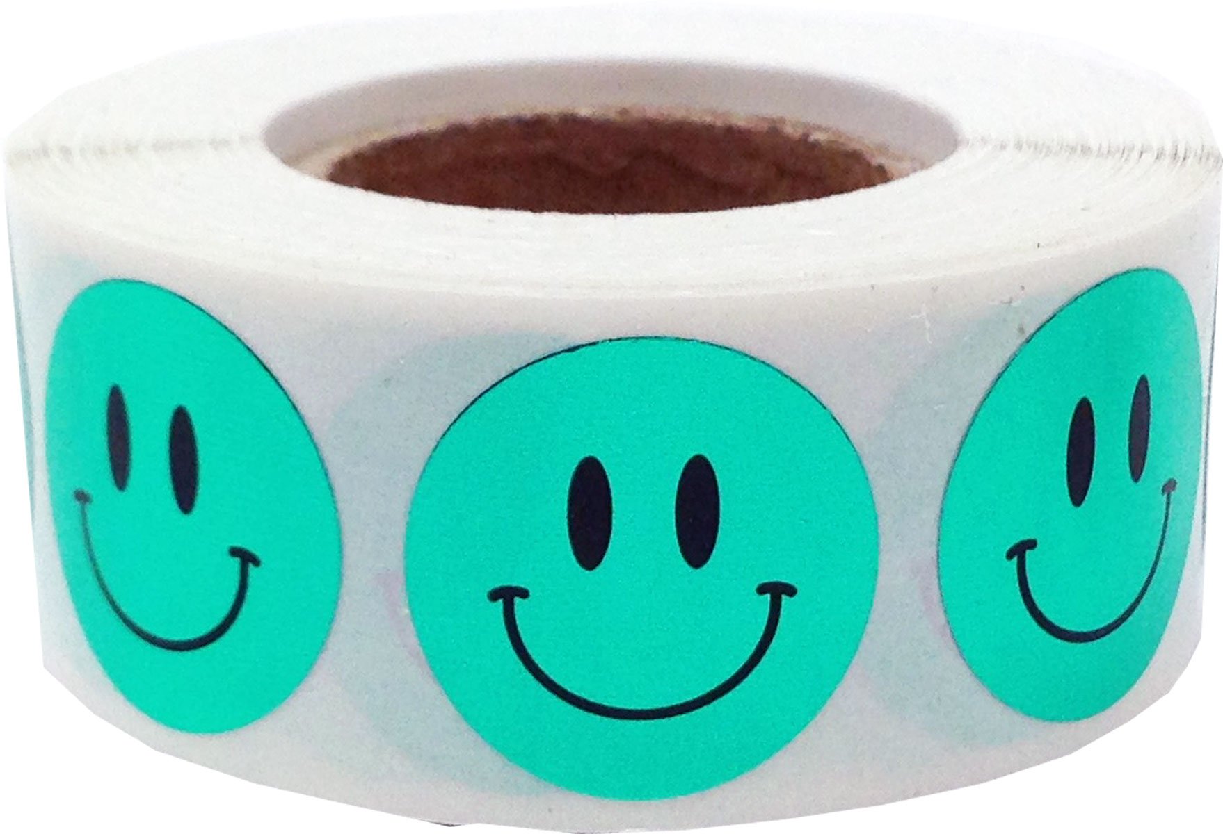 Amazon.com: Happy Face Stickers Metallic Green Happy Face Labels 0.75 ...