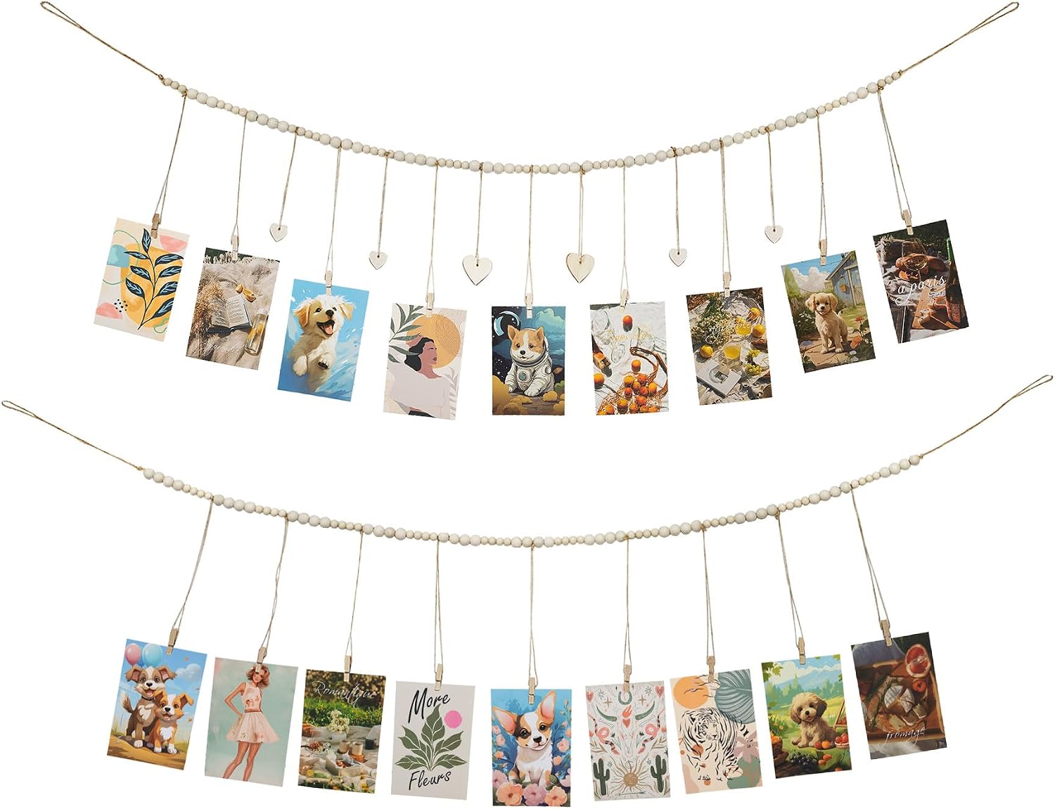 Amazon.com: Knana 2Pcs Hanging Photo Display - Boho Style Wooden Bead ...