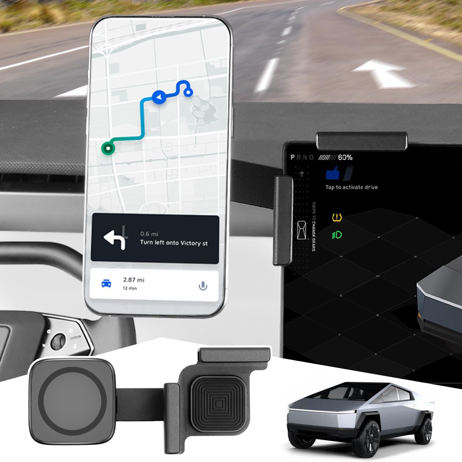 Amazon.com: Furniok Phone-Mount for Tesla Cybertruck - Compatible with ...