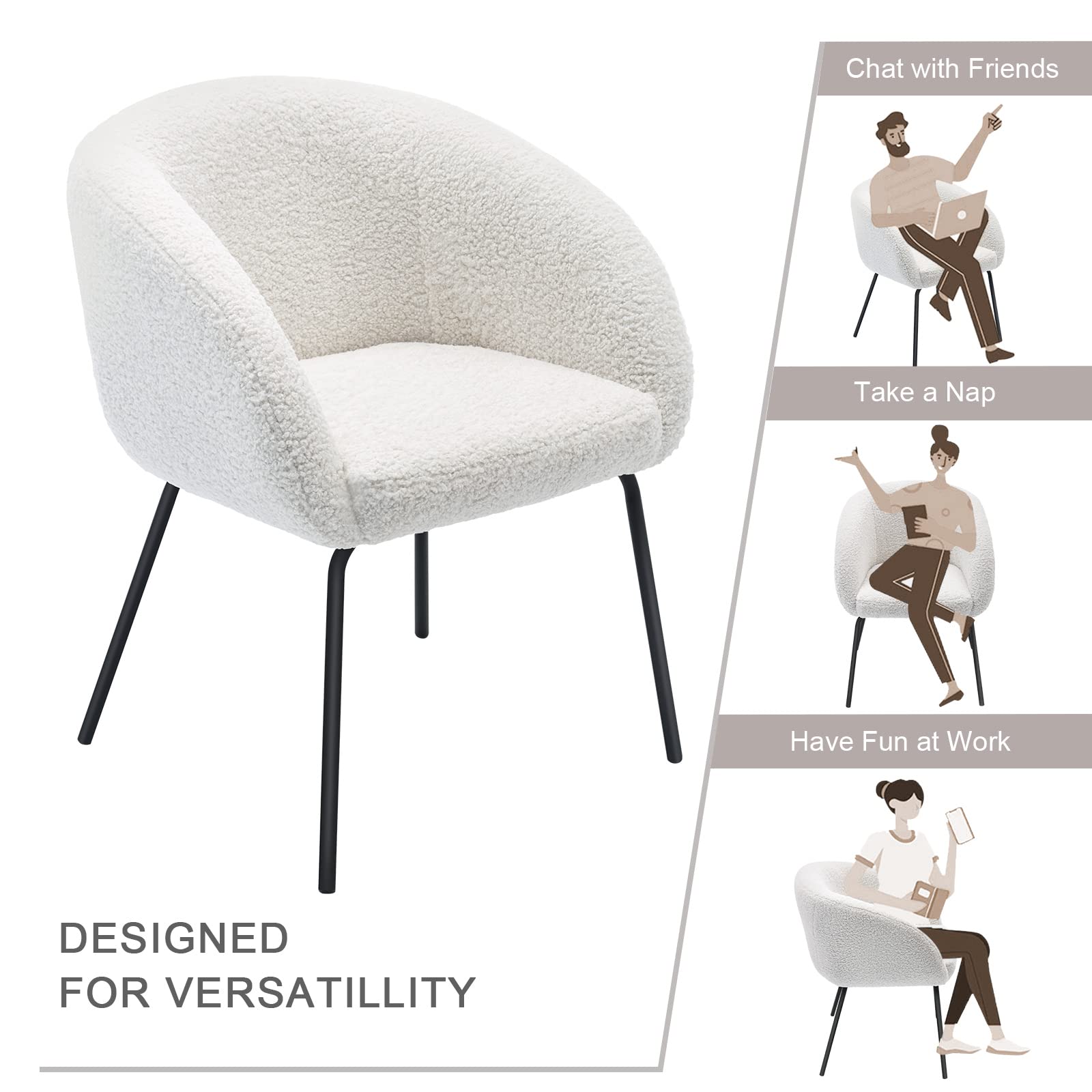 Snapklik.com : Modern Sherpa Chair Upholstered Barrel Chair, Cute ...