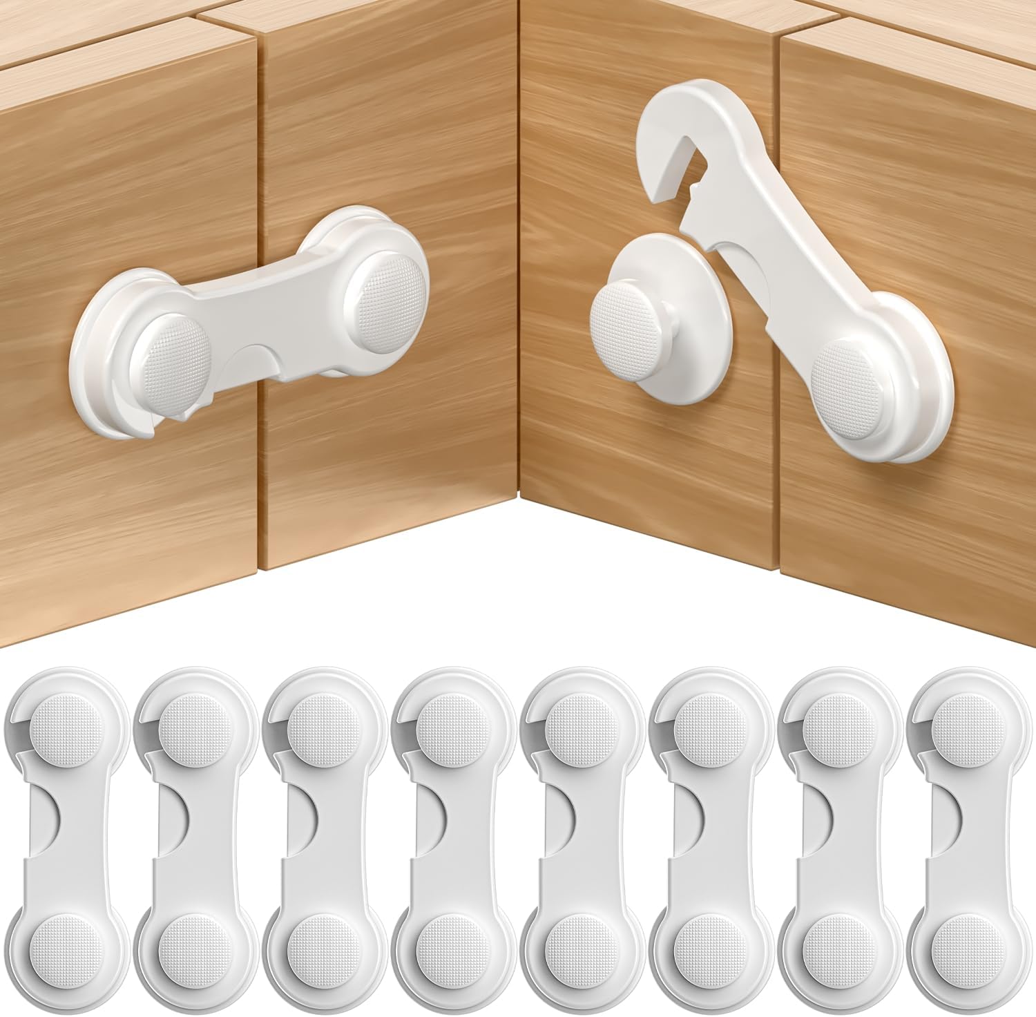Septeamay Cupboard Locks for Children 8 Pack, Child Locks for Kitchen ...