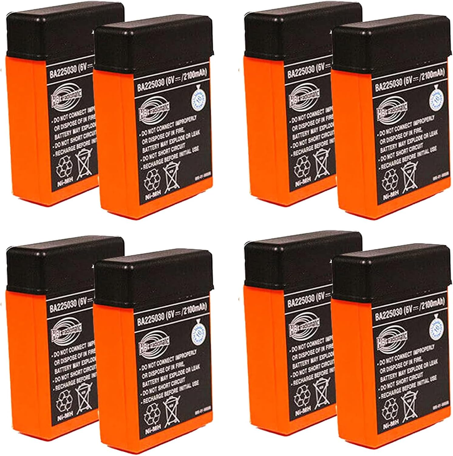 Amazon.com: 〔8 Pack〕HBC Radiomatic BA225030 Battery 6V 2100mAh Ni-Mh ...