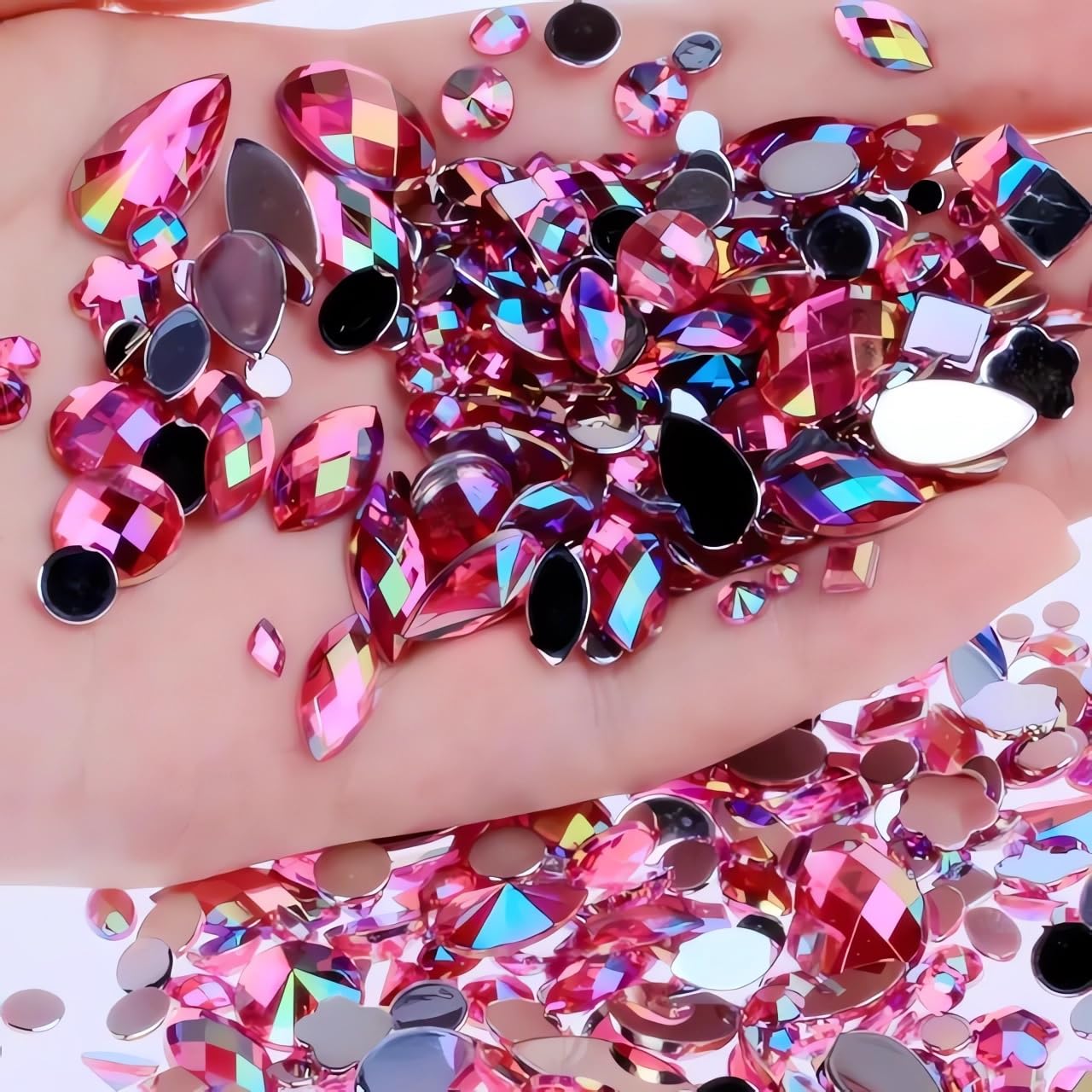 Amazon.com: 1000Pcs Gems Jewels for Crafting, Flat Back Acrylic AB ...