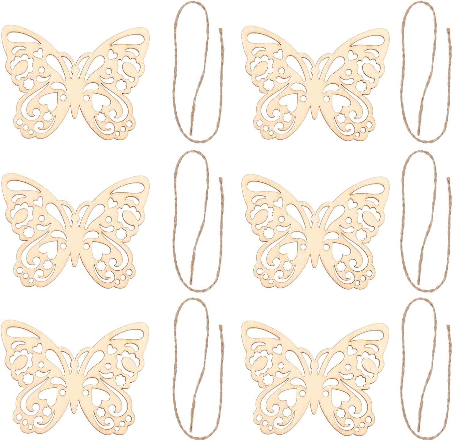 Amazon.com: Didiseaon Wood Crafts Unfinished 50 Sets Wooden Butterfly ...