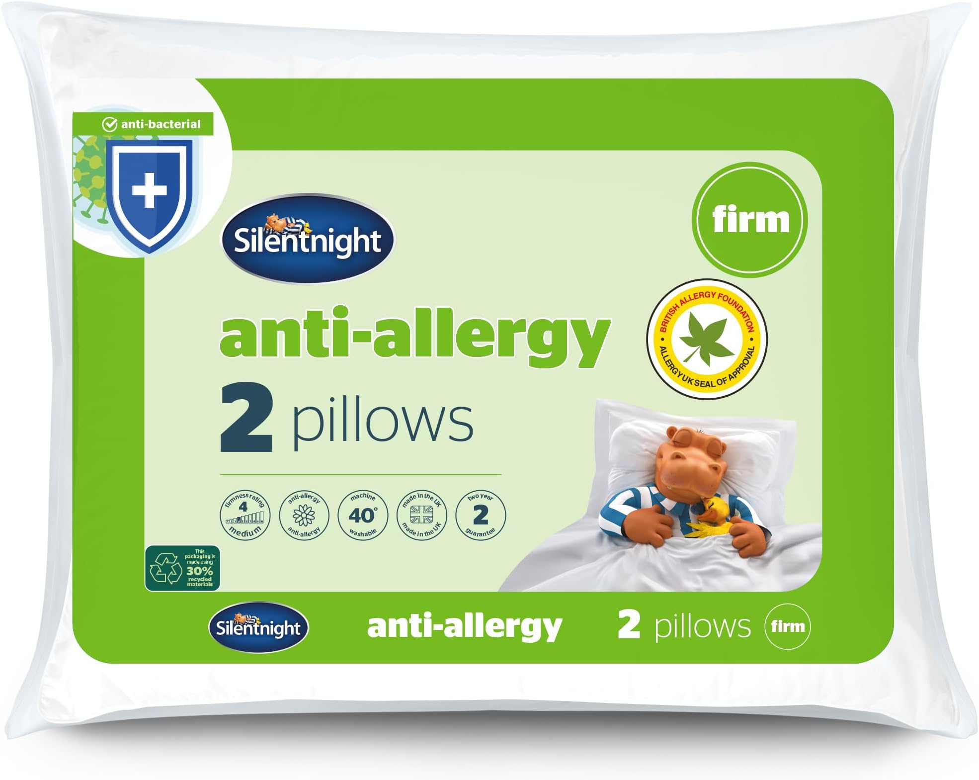 Silentnight Firm Support Pillows 4 Pack - Firm Pillows Ideal for Back ...