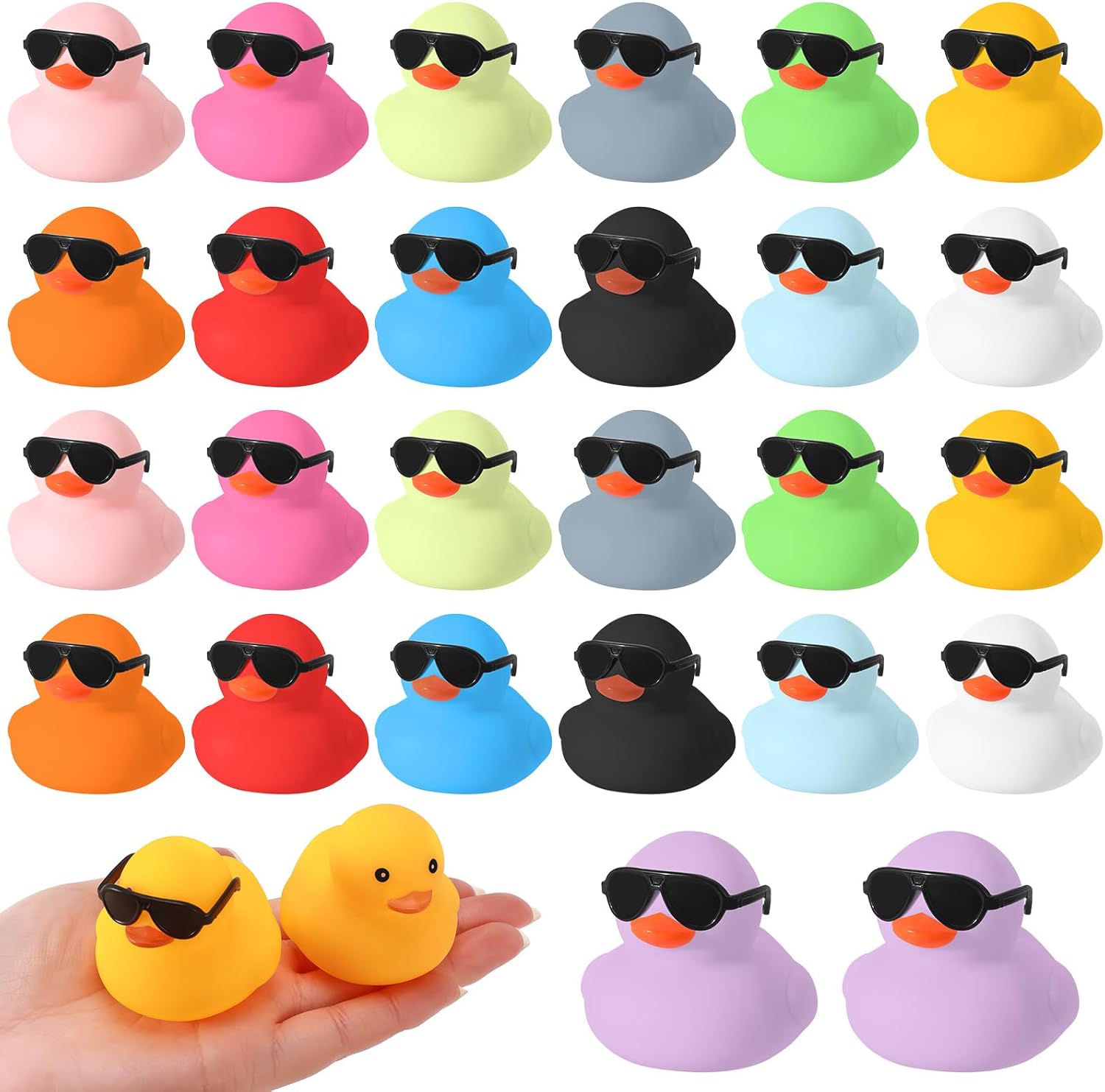 26 PCS Rubber Ducks, Colorful Sunglasses Yellow Floater Ducks for ...