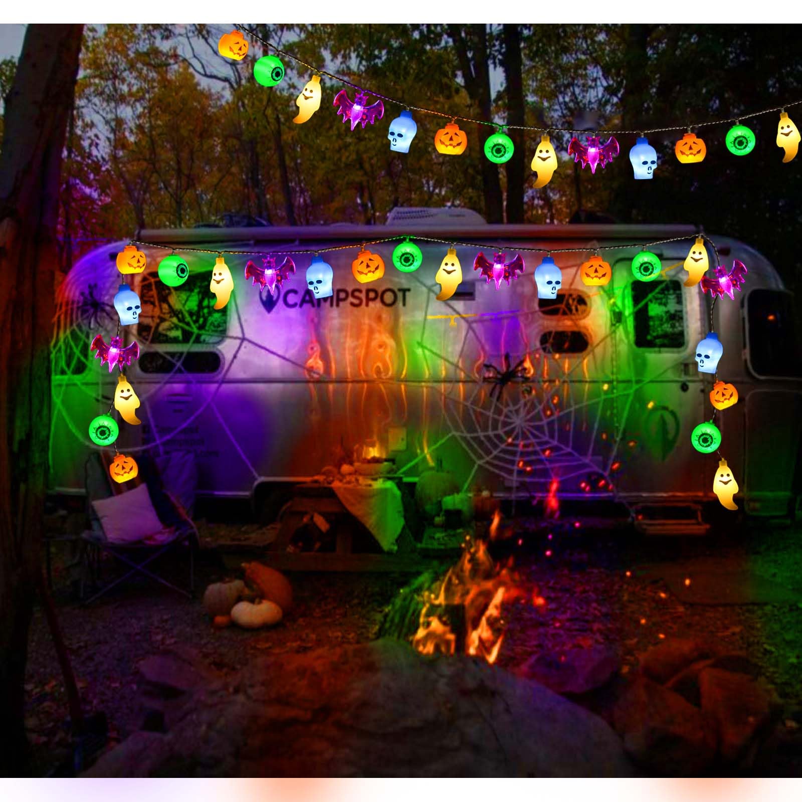 Halloween Lights Attached 2024 Newset 5 IN 1 Solar Halloween String
