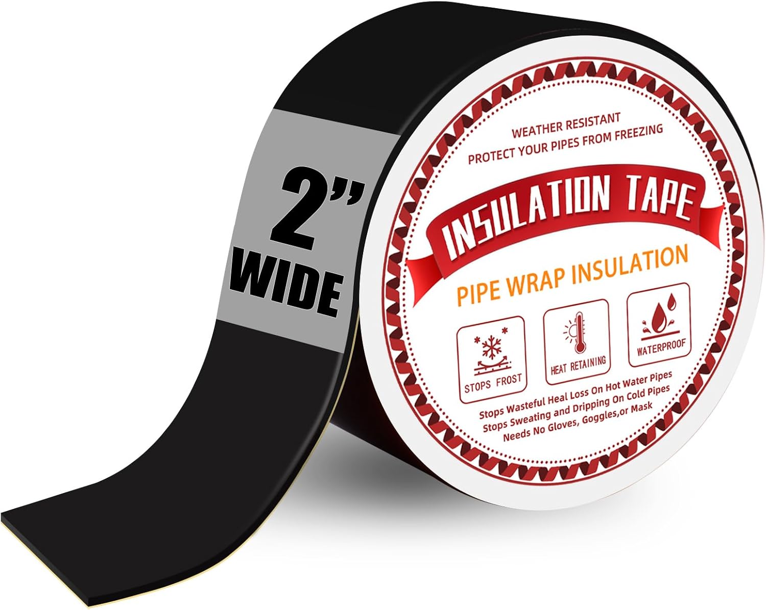 2 in Pipe Insulation Tape - Weather Resistant Foam Tape Insulation ...