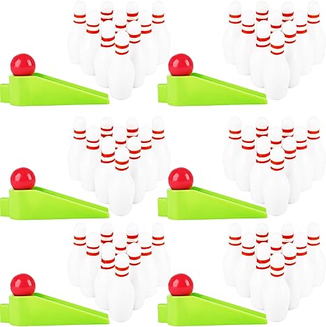 Amazon.com: 30 Sets Mini Bowling Game Miniature Bowl Pins Ramp Ball ...