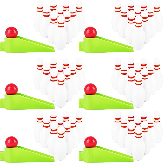 Amazon.com: 30 Sets Mini Bowling Game Miniature Bowl Pins Ramp Ball ...