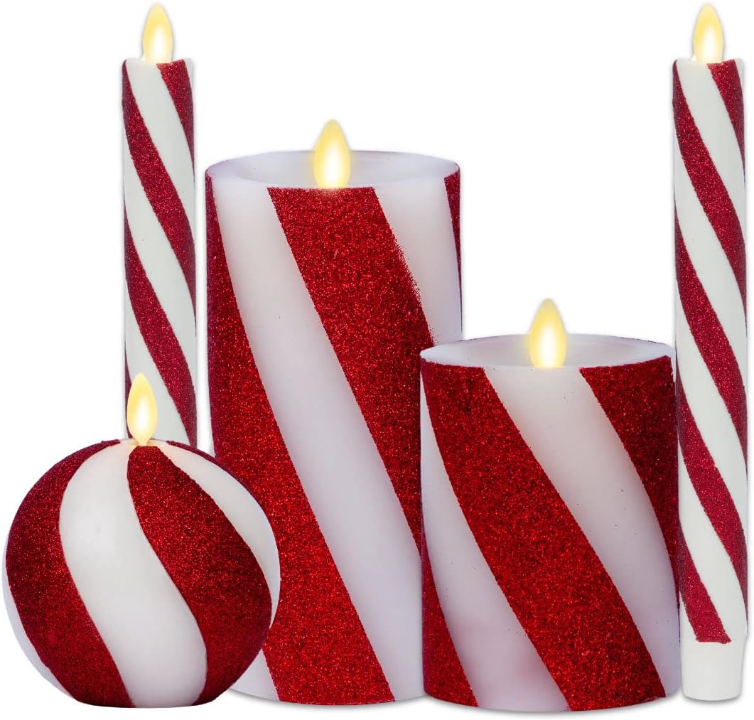 Amazon.com: Luminara Classic Candy Cane Holiday Collection Flameless ...