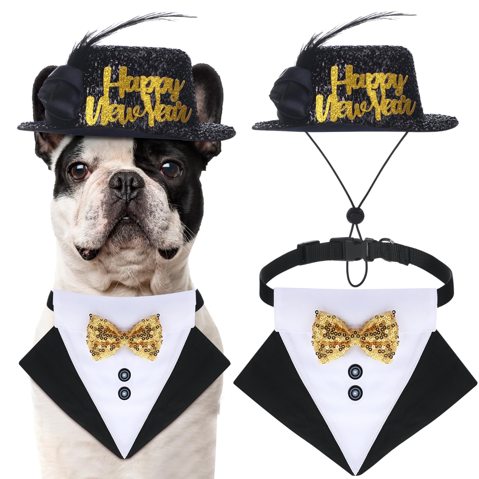 Amazon.com : Suhine 2 Pcs Pet Happy New Year Costume Cute Dog Outfit ...