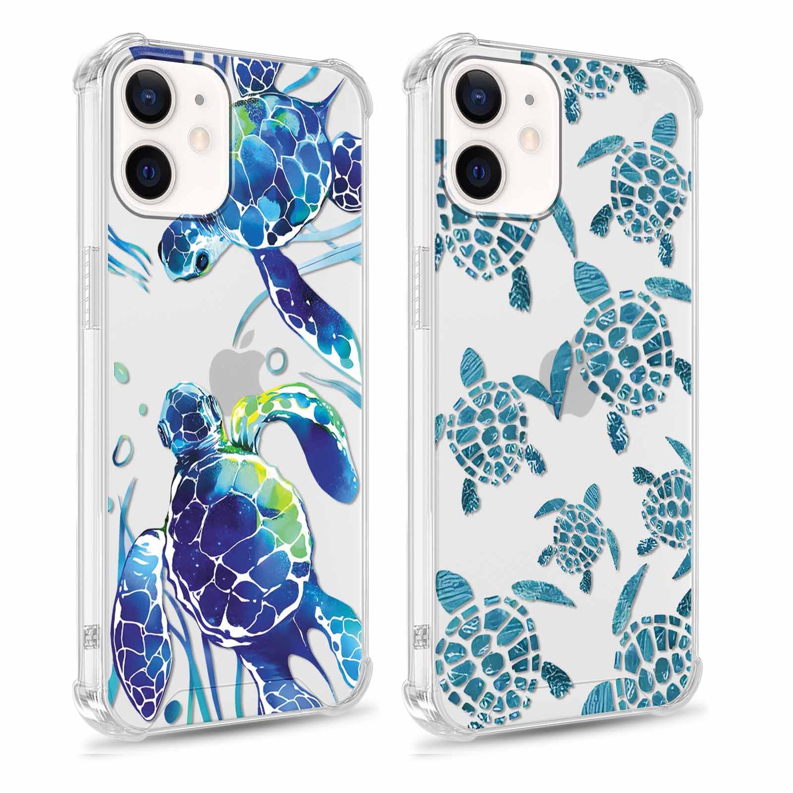 Amazon.com: Yomjew 2 Pack Cute Blue Turtle Compatible with iPhone 12/12 ...