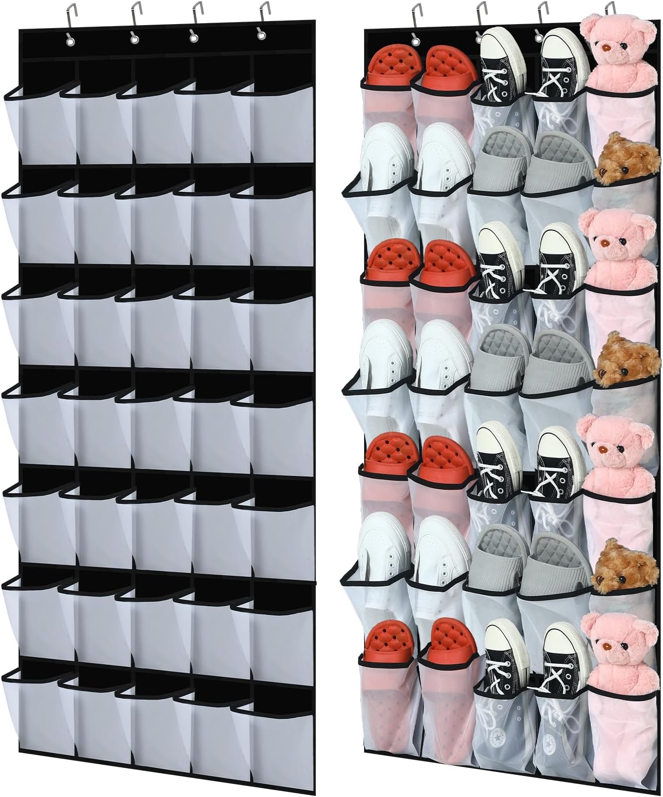 Amazon.com: Windyun 2 Pcs 70 Large Black Mesh Pockets over the Door ...