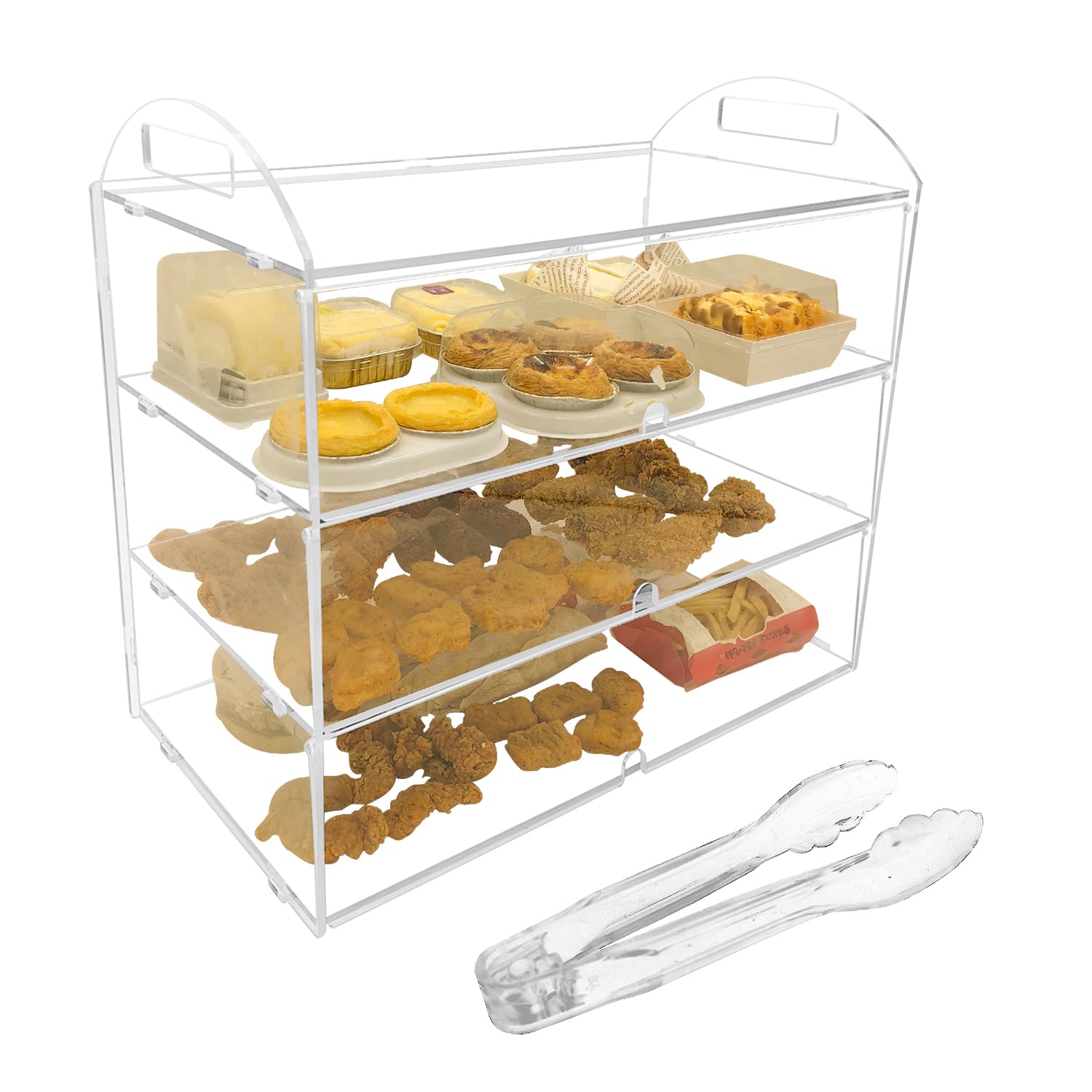 Amazon.com: 4 Tiers Clear Acrylic Counter Top Bakery Display Case 5mm ...