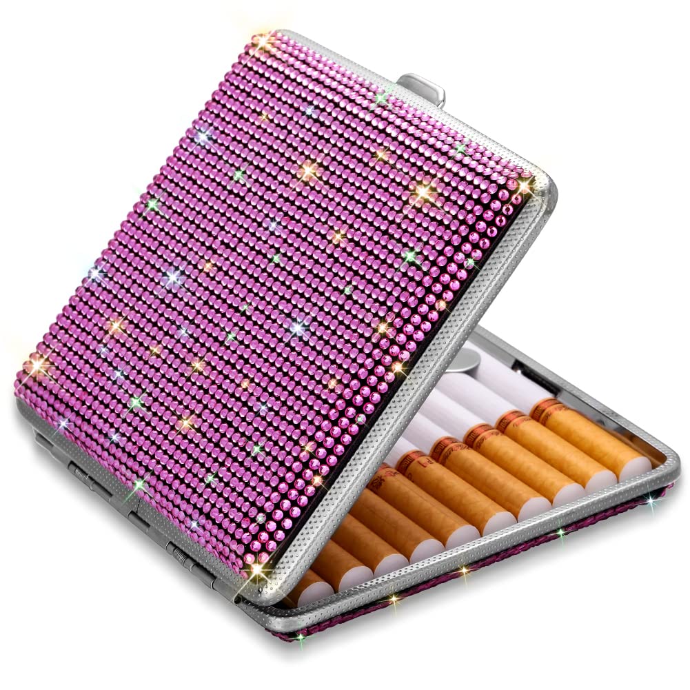SAVORI Cigarette Case for Women Men, Metal Cigarette Holder Bling ...