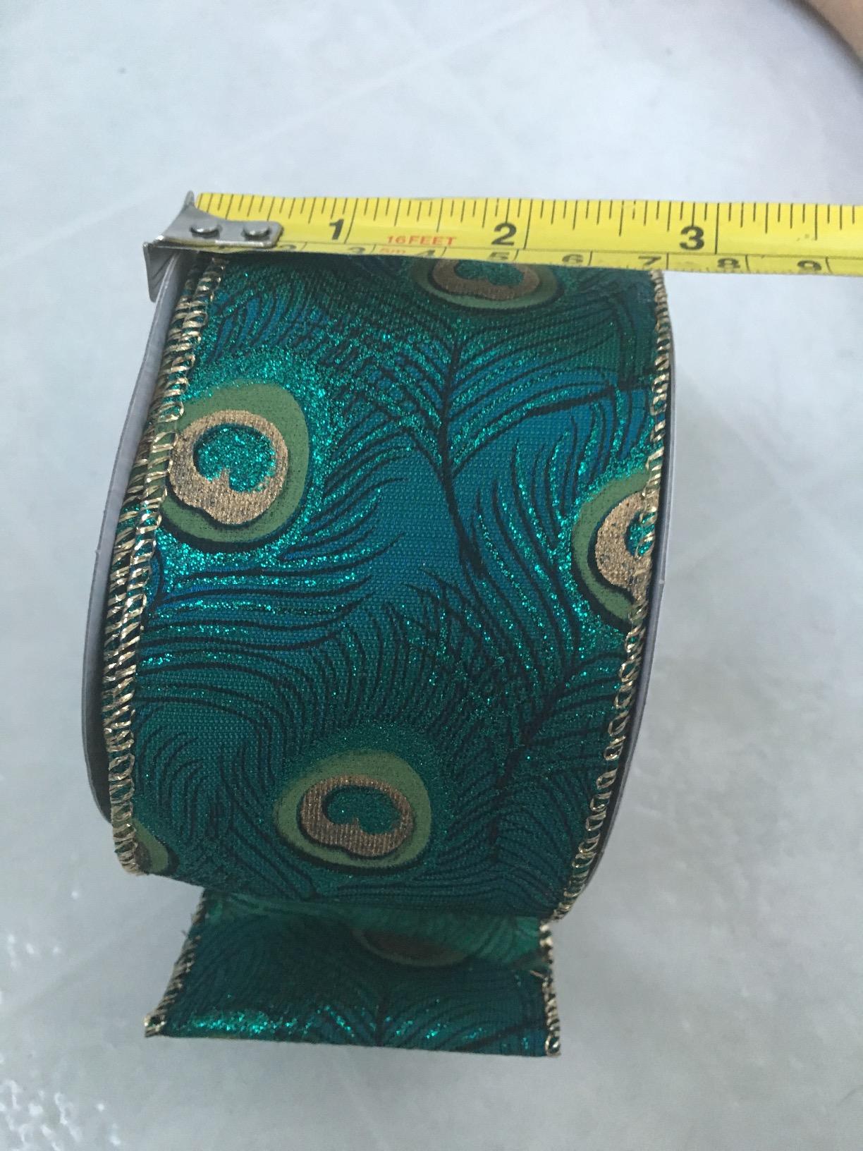 Amazon.com: Peacock Feather Glitter Wired Ribbon #40-2.5in x 10 Yards ...