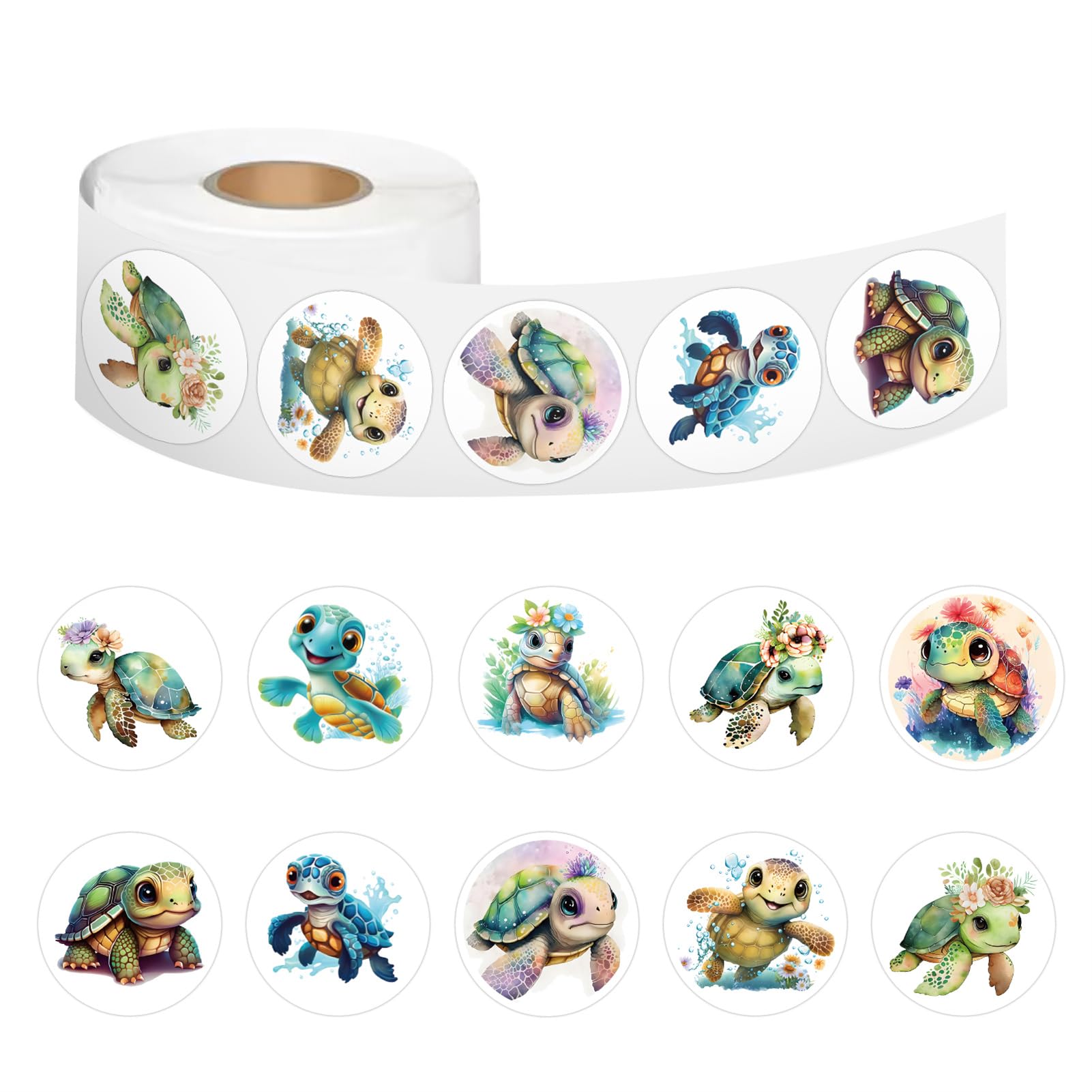 Amazon.com: 500 Pcs Sea Turtle Stickers Roll for Kids, Colorful Turtle ...