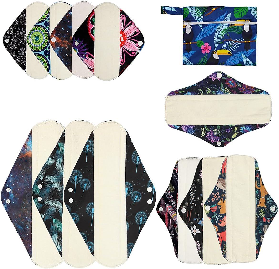 Amazon.com: ReUseLife 12 Pack Cloth Menstrual Pads,Reusable Sanitary ...