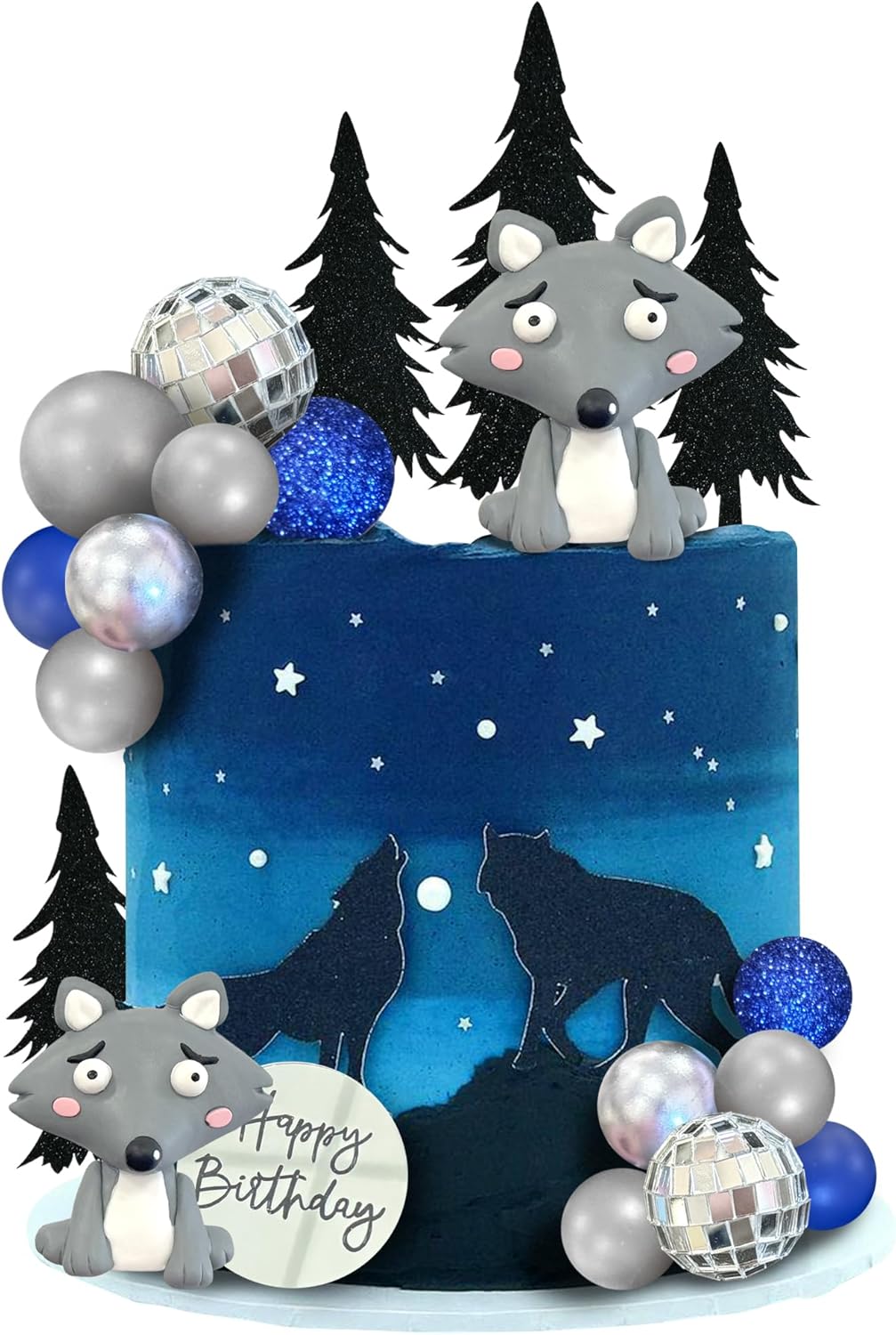 23 PCS Wolf Cake Topper Tree Cake Decor with Soft Clay Animal for Baby ...