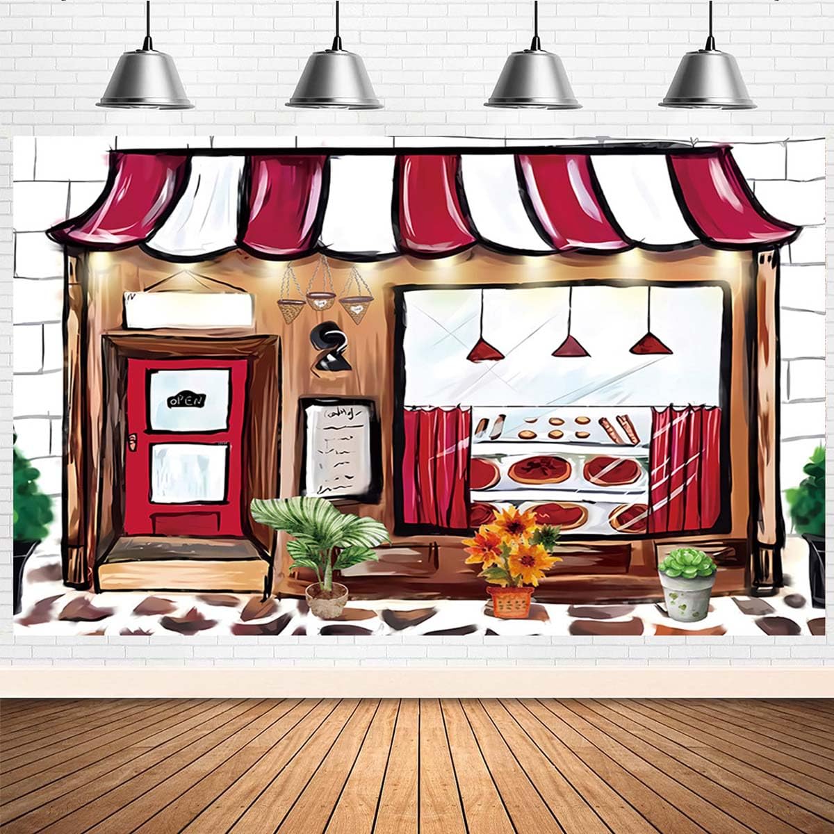 Amazon.com : Pizza Shop Birthday Party Photography Background Hand ...