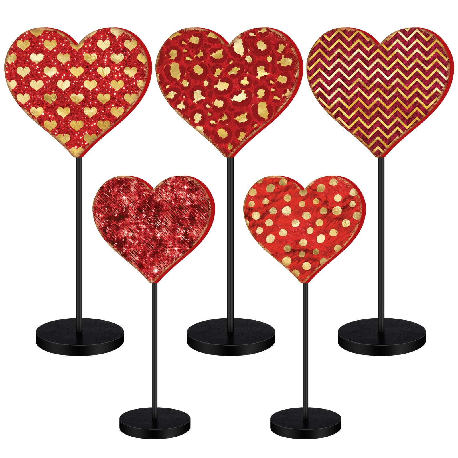 Amazon.com: Seeloowy 5 Pcs Valentine's Day Tables Decoration Wooden ...