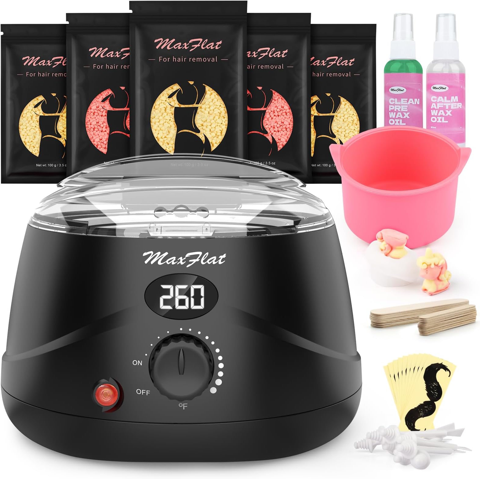 Amazon.com : Waxing Kit, Wax Kit for Women Men MaxFlat Digital Wax Pot ...