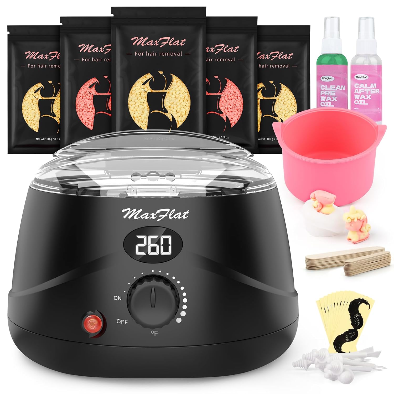 Amazon.com : Waxing Kit, Wax Kit for Women Men MaxFlat Digital Wax Pot ...