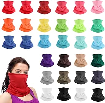 Prasacco 30 Pcs Neck Gaiter for Men Women, Head Wrap Headwear Bulk Neck ...