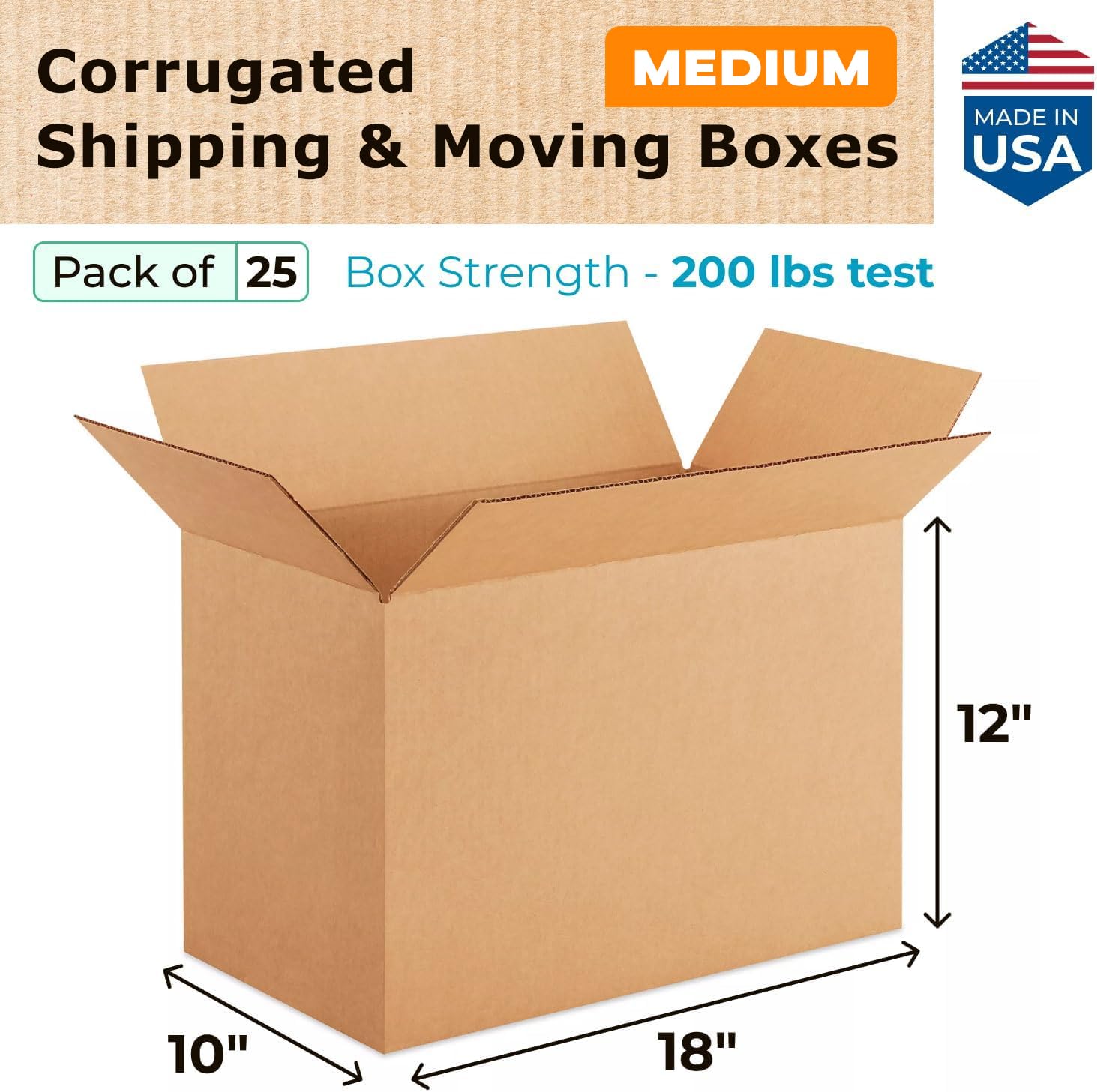 Snapklik.com : Medium Shipping & Moving Boxes 18"L X 10"W X 12"H