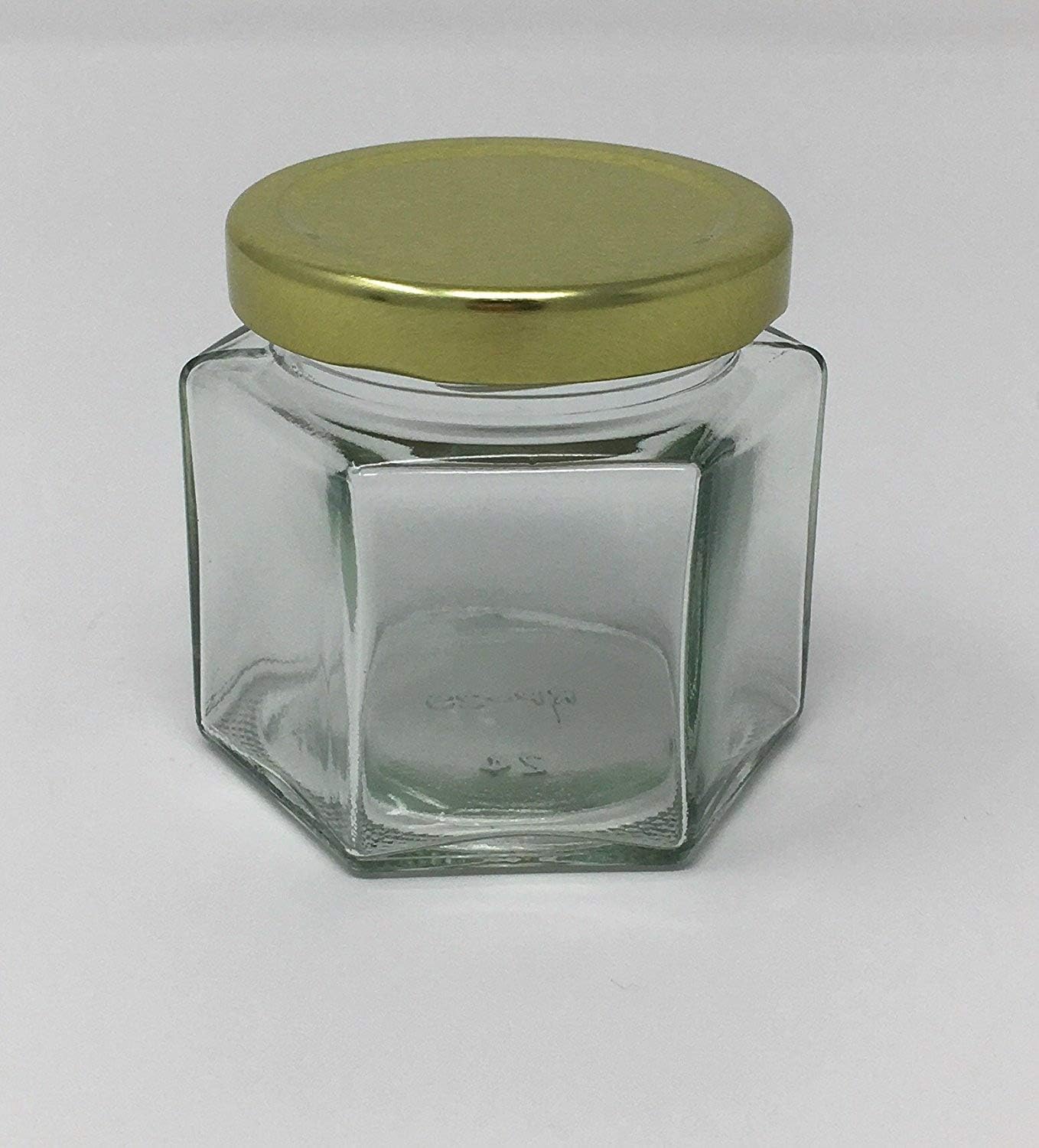 Amazon.com: Packaging For You 4 oz Hexagon Glass Jar with Gold Metal ...