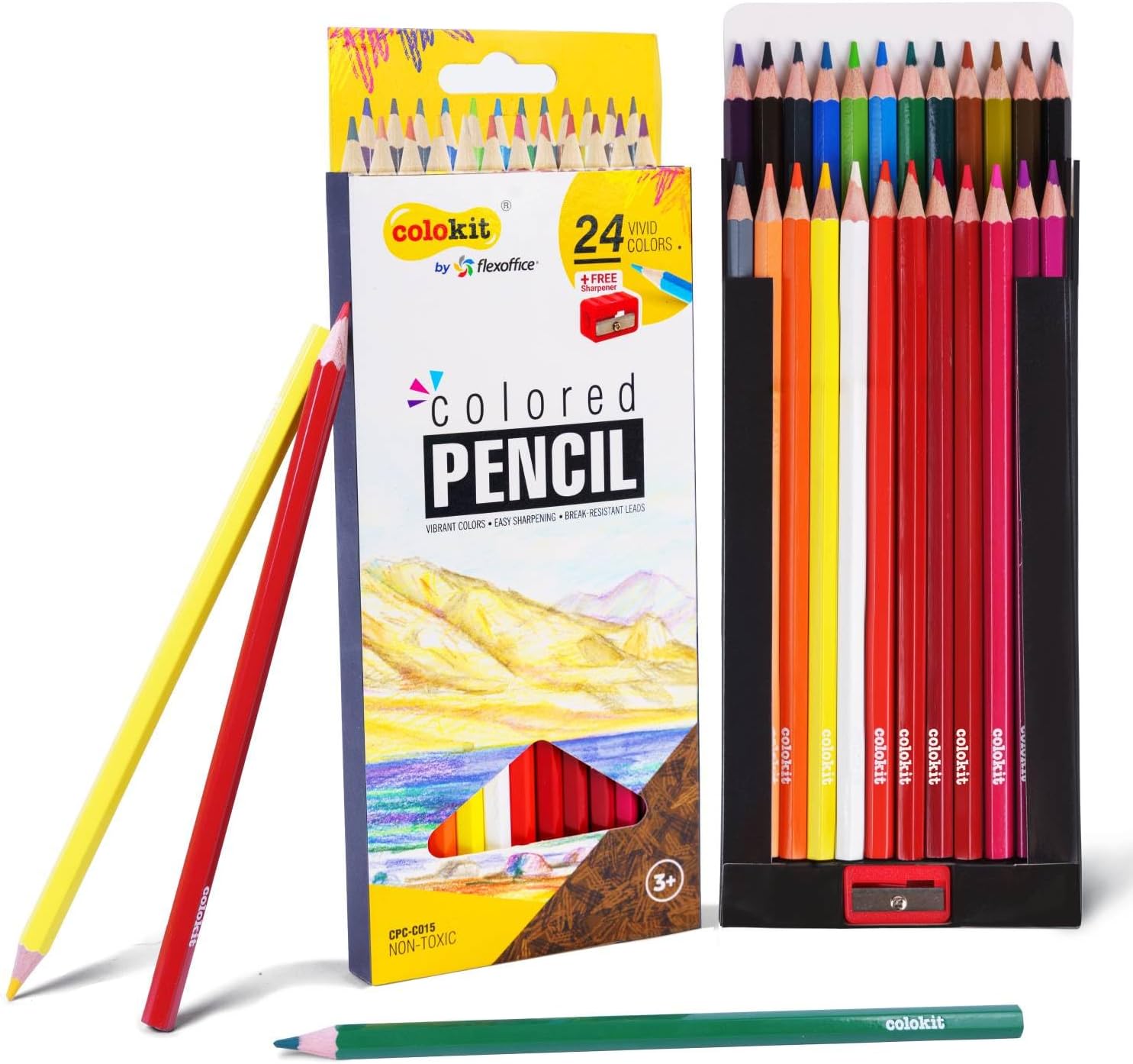 Amazon.com: Colokit 24 Pack Colored Pencils with Sharpener, Break ...